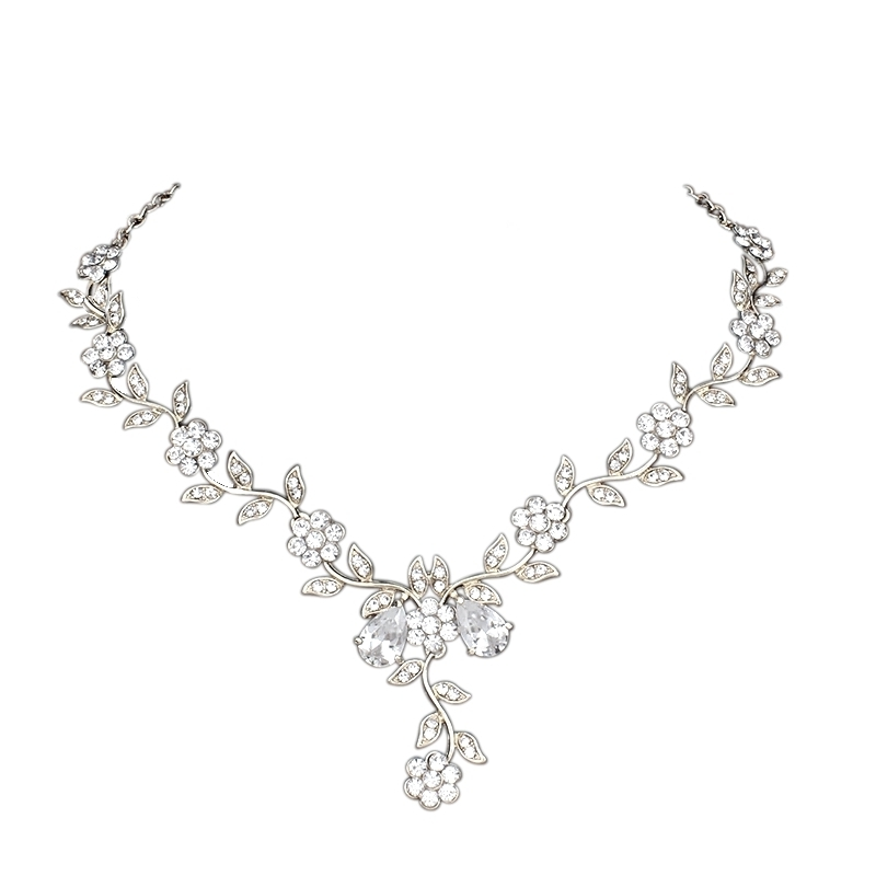Athena Collection - Crystal Vine Necklace Set - Nk97 (Silver) | Athena ...
