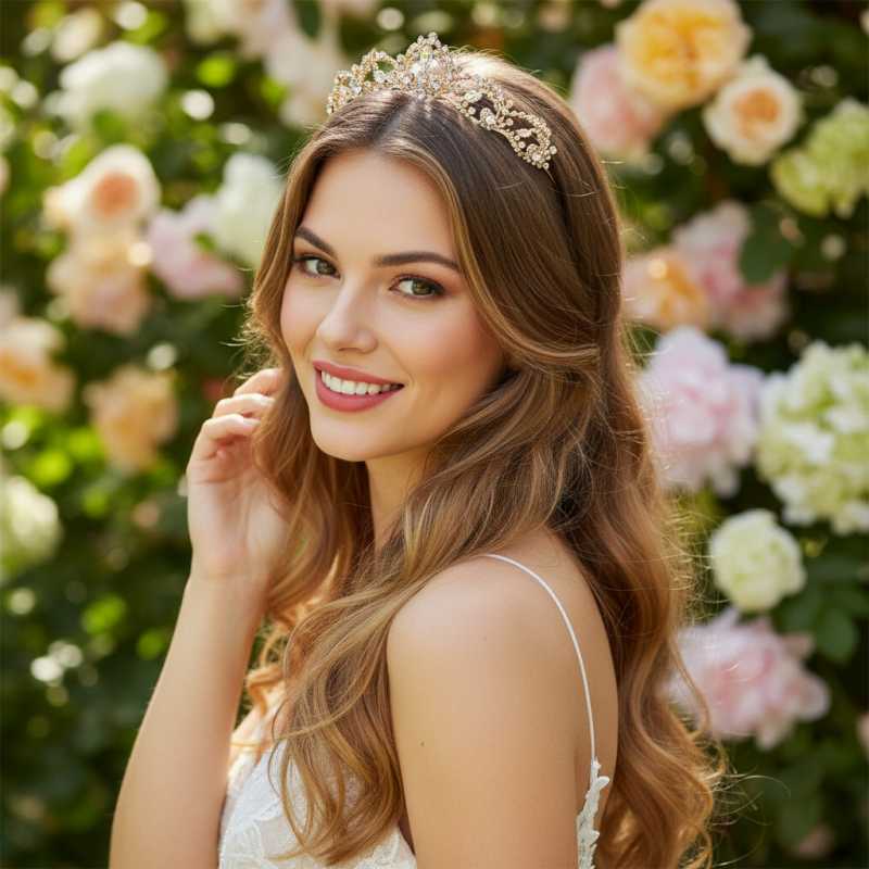 Lavina Tiara 12 -Crystal Embellished - 14K Gold Plated- Sassb | Athena ...