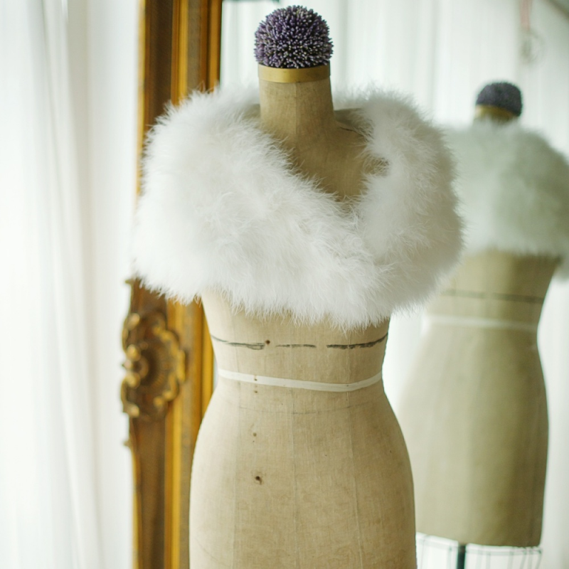 Vintage Inspired Marabou Feather Stole - Ivory (Sg1) | Athena Bridal ...