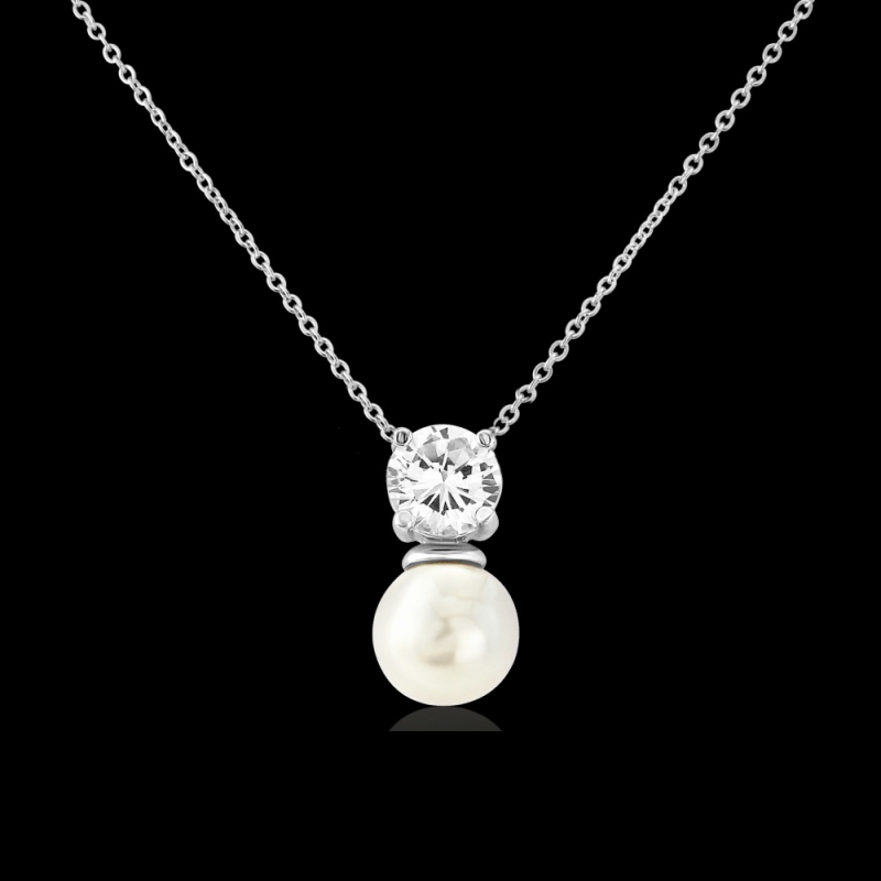 Cubic Zirconia Collection - Delicate Pearl Necklace - Cznk31 | Athena ...