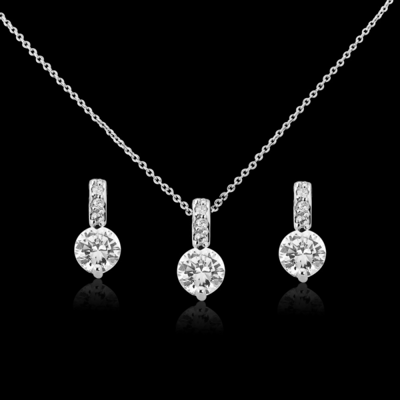 Cubic Zirconia Collection - Classic Crystal Necklace Set - Cznk18 ...