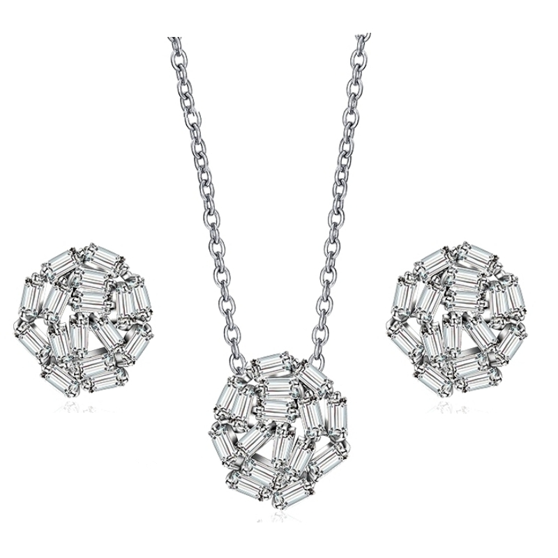 Cubic Zirconia Collection - Luxe Crystal Cluster Necklace Set - Cznk110 ...