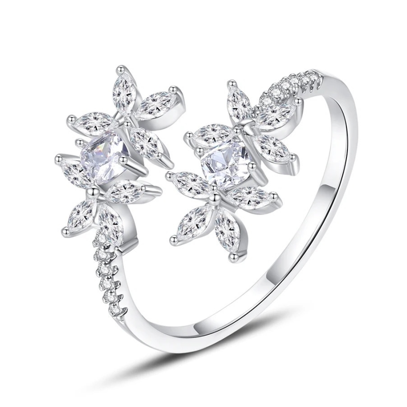 Cubic Zirconia Collection - Crystal Flowr Ring - R19 Silver | Athena ...