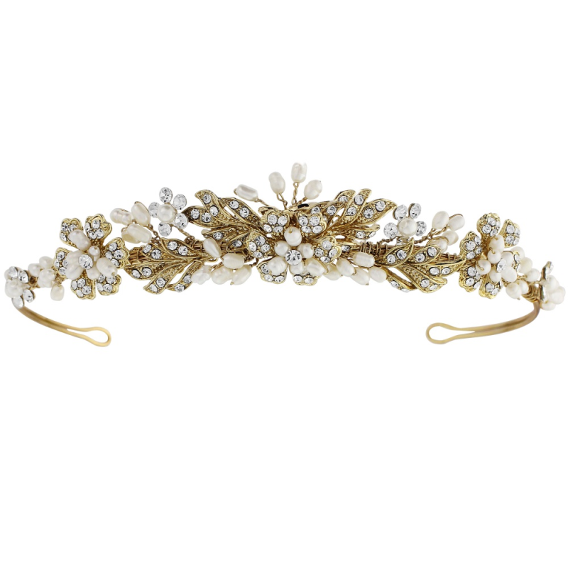 Bethany Crystal Luxe Tiara - 14K Gold Plated- 8 - Sassb | Athena Bridal ...