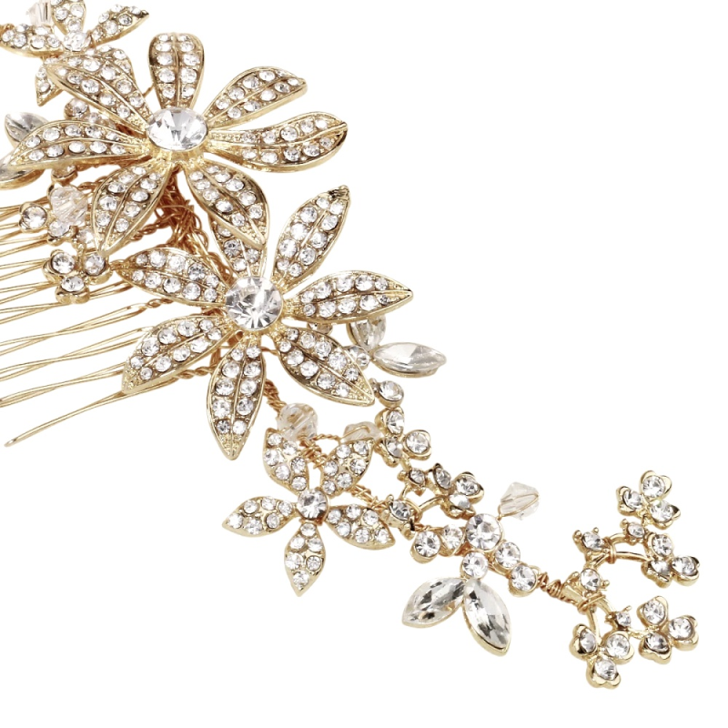 Athena Collection - Luxe Flower Comb - Hc242 Gold | Athena Bridal ...